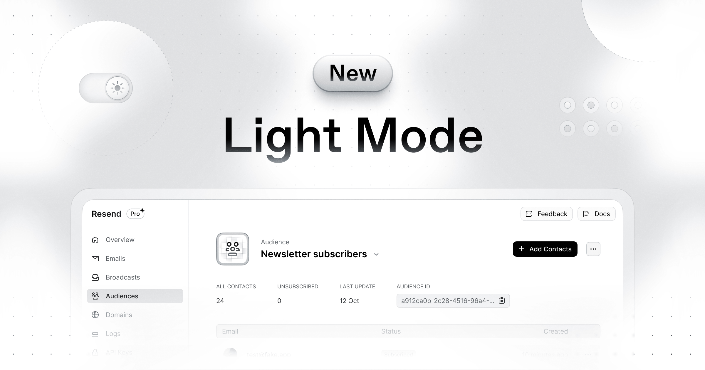 Introducing Light Mode · Resend